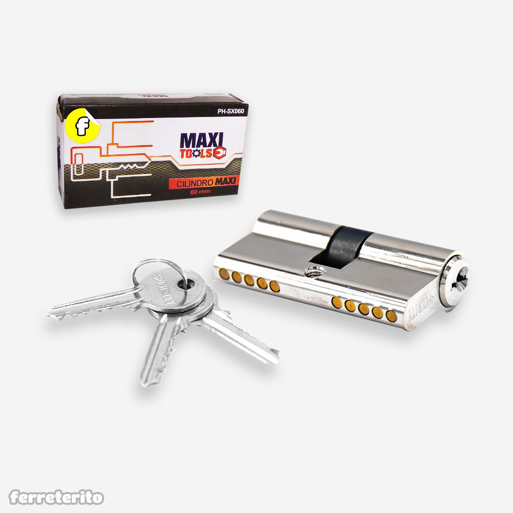 Cilindro de Cerradura 60 mm 3 Llaves MAXI TOOLS - Ferreterito Margarita